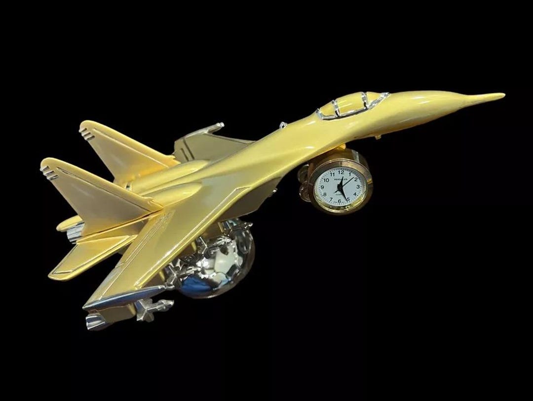 Rare Vintage Xanazu Fighter Jet Desk Clock MIG-29 Quartz Japan Movement ...