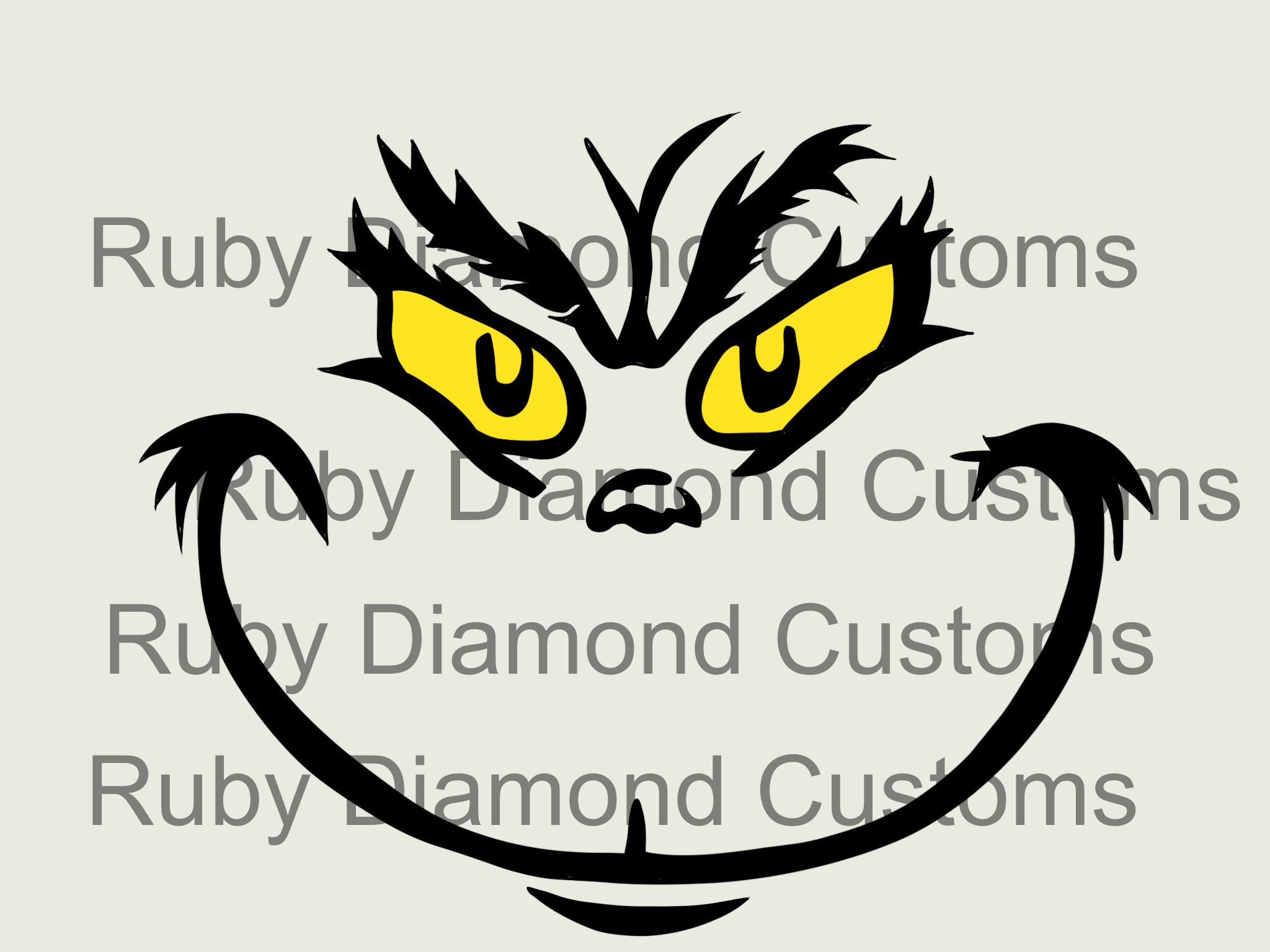 Grinch Outline Face With Yellow Eyes. Dual PNG Breakdown for Cricket ...