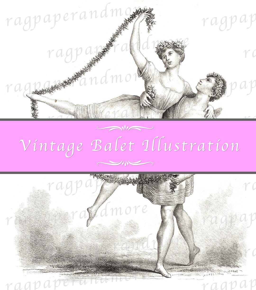 PRINTABLE Vintage 1800s Classical Dance Illustration Instant Digital ...