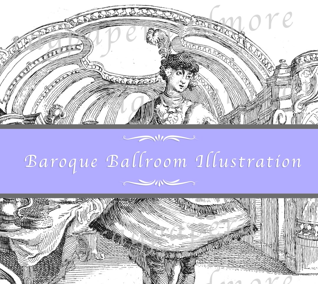 PRINTABLE 1700s Baroque Ballroom Illustration Digital Download for ...