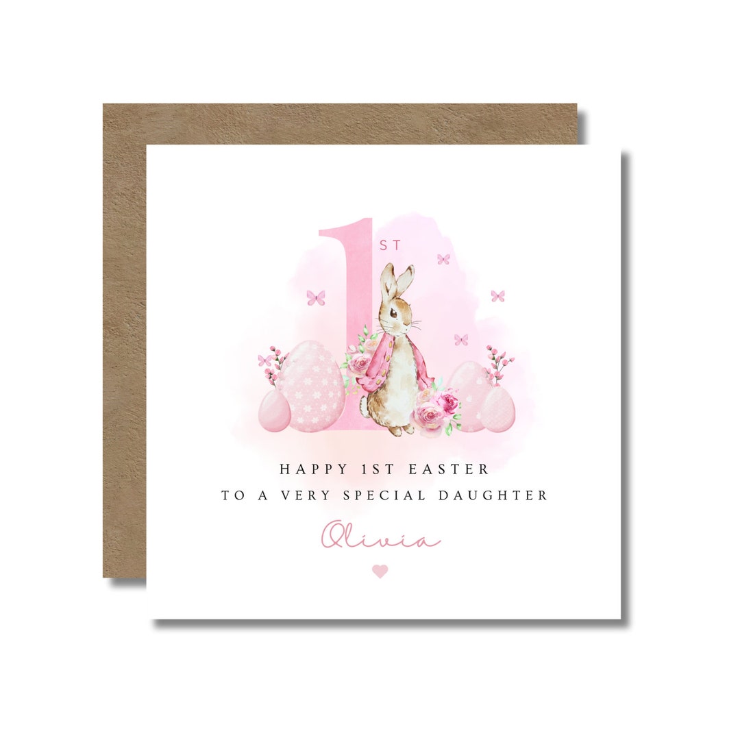 Rabbit 1st Easter Card Girl's, Granddaughter 1st Easter, Baby First ...