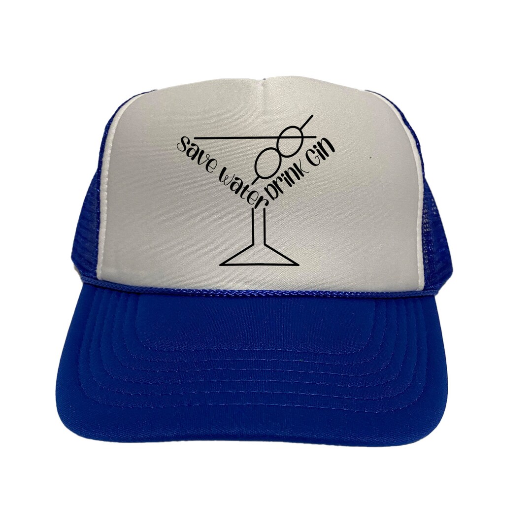 Drink Gin Club Trucker Vintage Style Trucker Hat New Unworn Blue Trendy ...