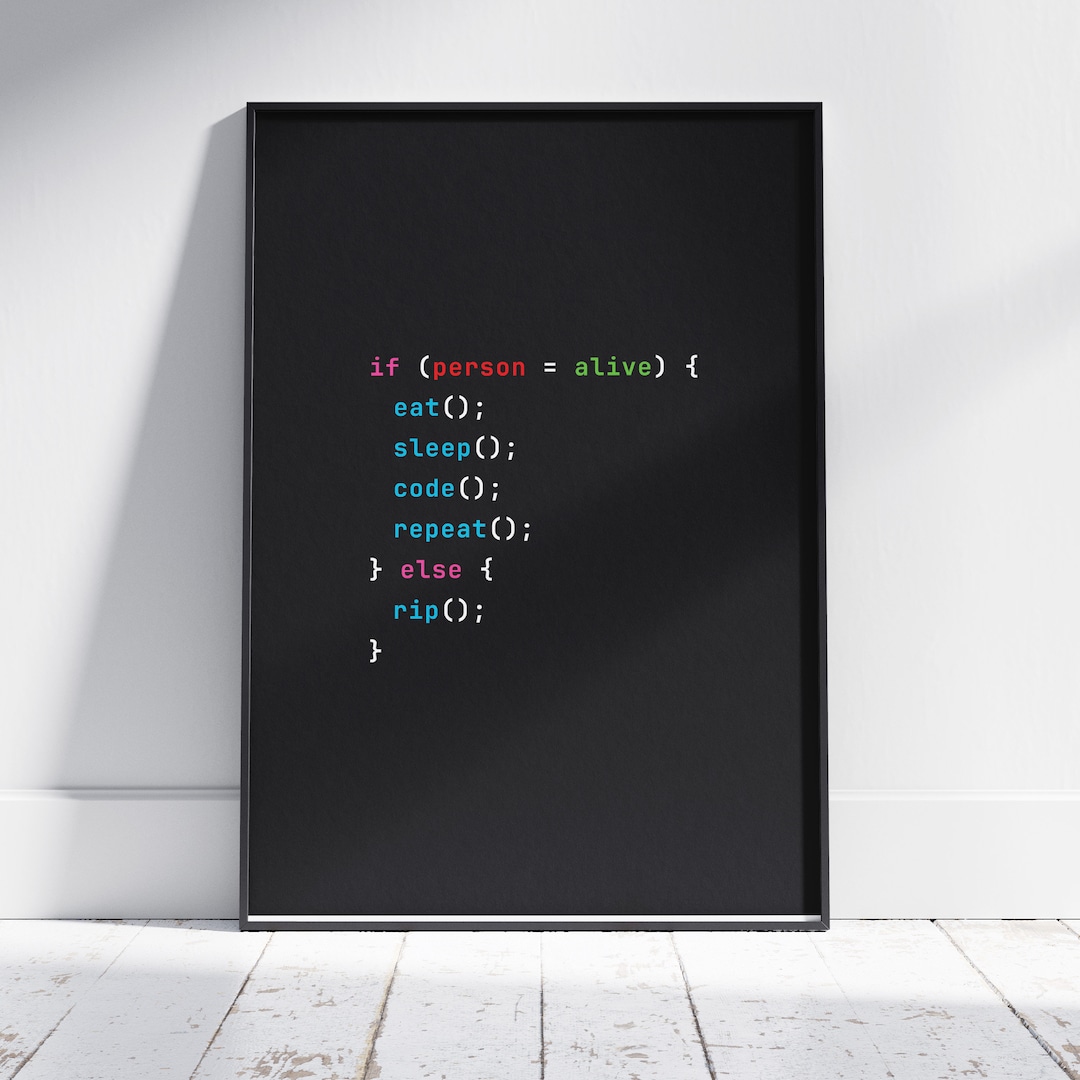 Javascript Eat Sleep Code Repeat Coding Phrase Poster I Coder Print I Programming Printable I