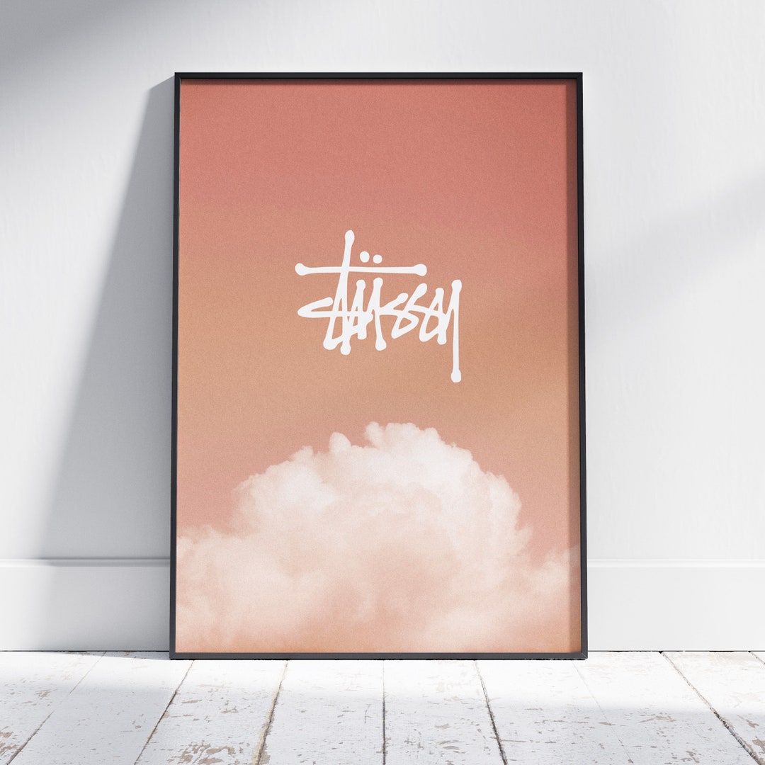 Vintage Stussy Logo Pink Sky Poster I Colorful Clouds Fashion Print I ...