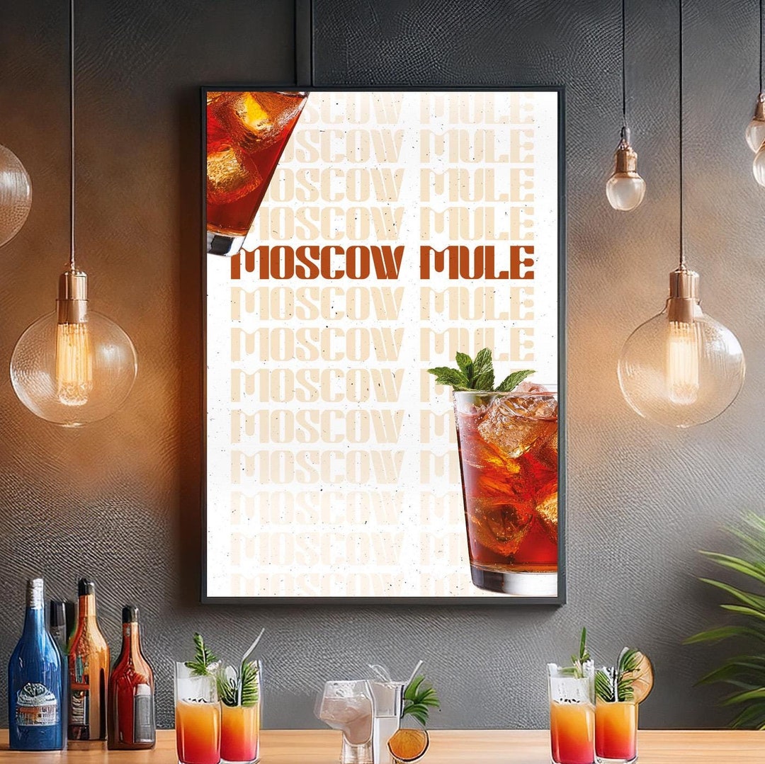 Moscow Mule Poster, Cocktail Wall Art for Bar & Restaurant Decor ...