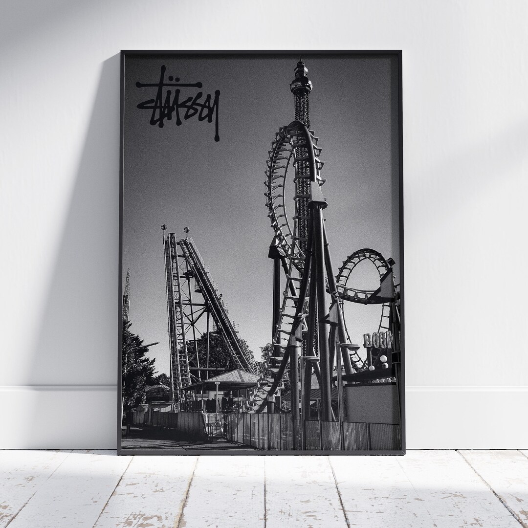 Vintage Stussy Logo Fun Theme Park Poster I Black&white Fashion Print I ...