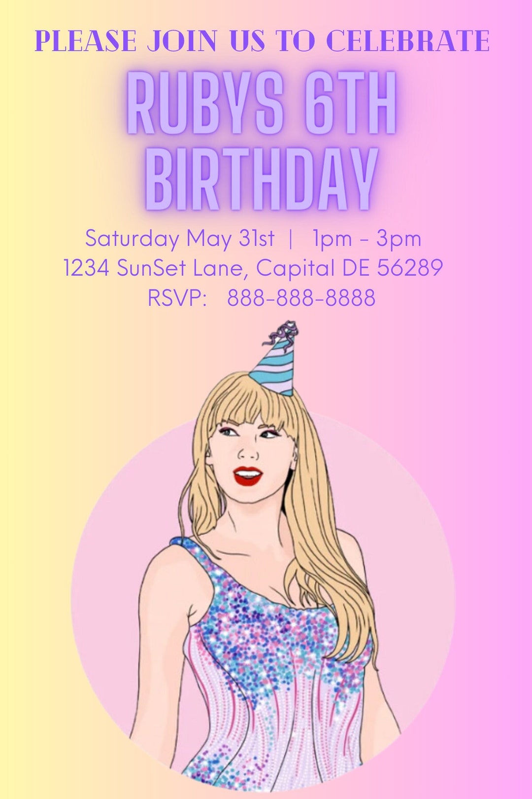 Taylor Swift Lover Themed Birthday Card Invitation - Etsy