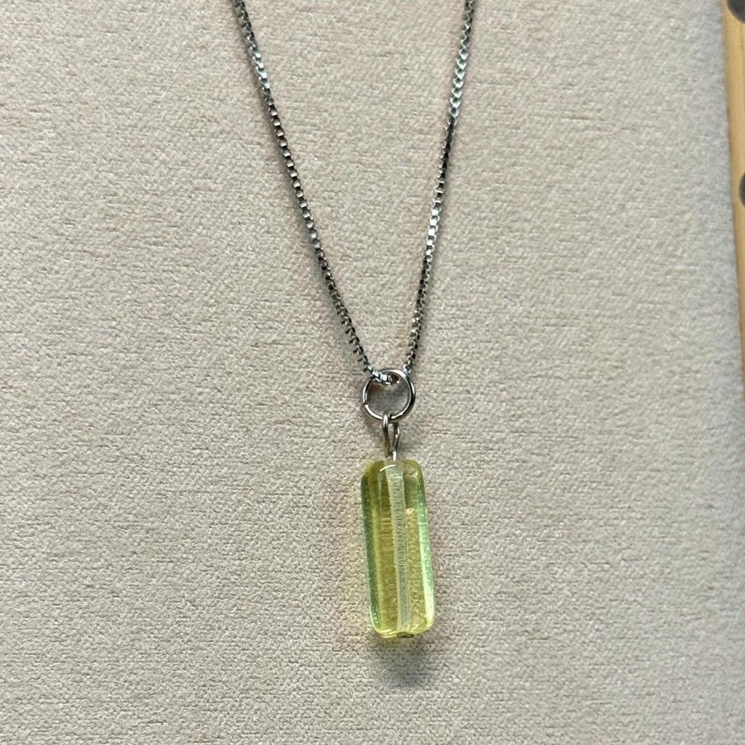 Uranium Glass Luminous Pendant on 24K Gold Plated or Silver Chain ...