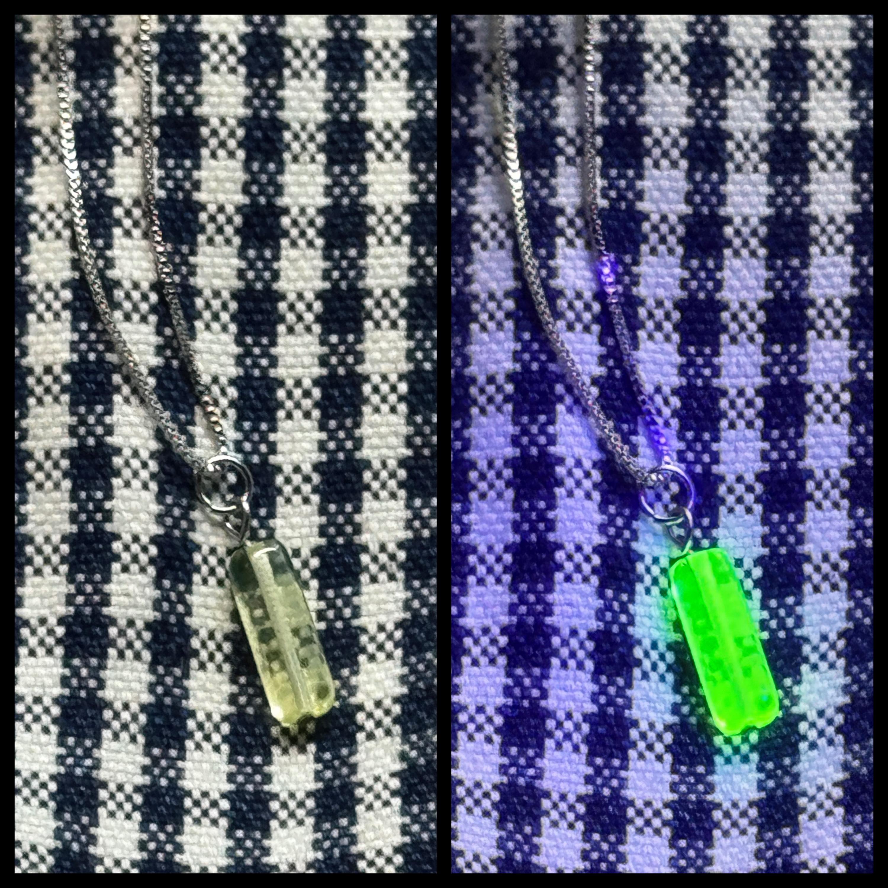 Uranium Glass Luminous Pendant on 24K Gold Plated or Silver Chain ...
