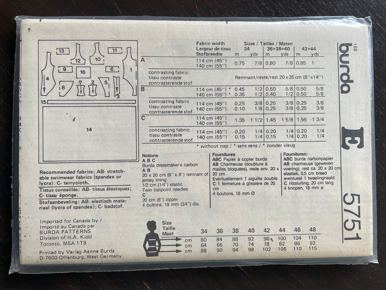 Burda 5751 Swimsuit Vintage 1980s Swimsuit Pattern - Etsy