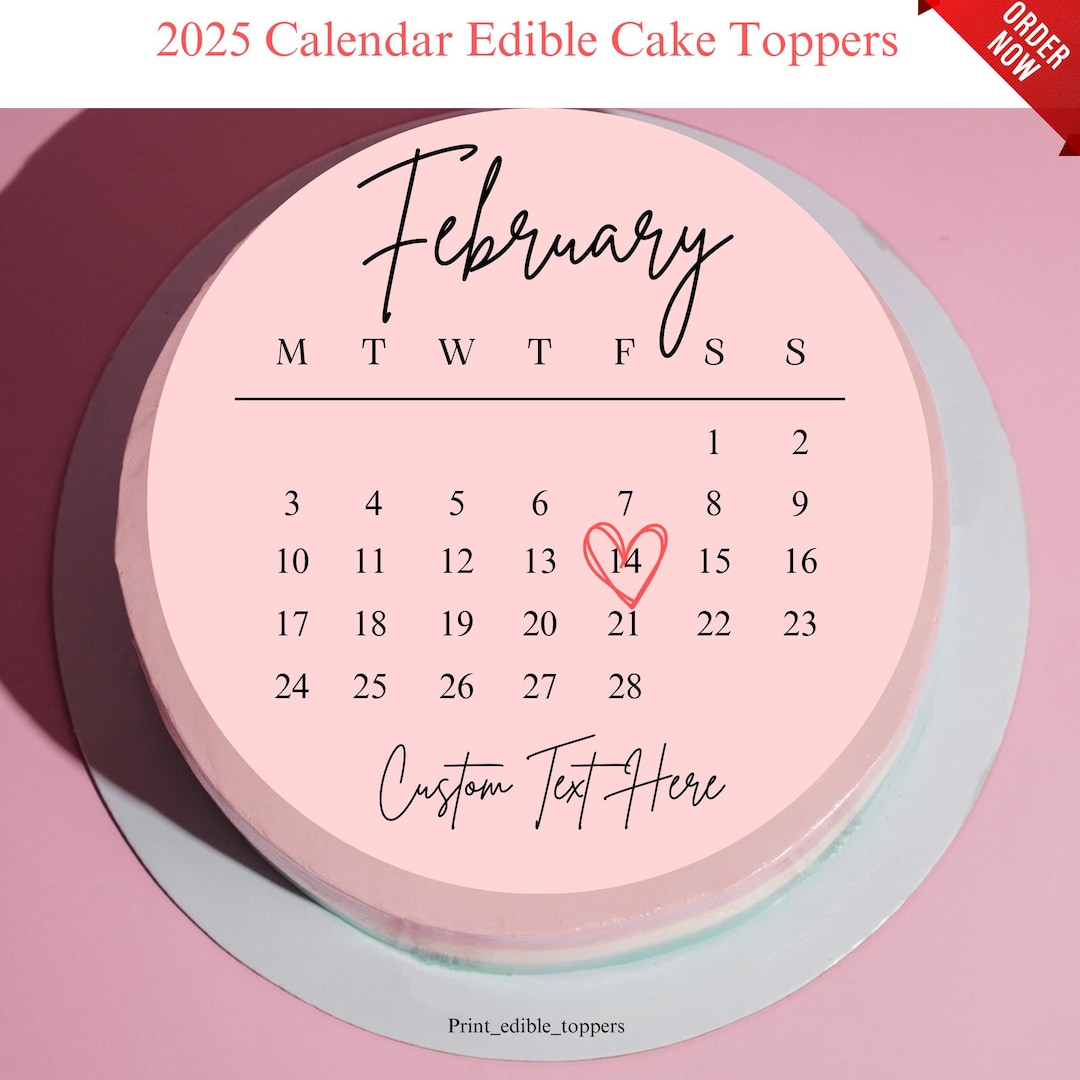 2025 Calendar Edible Cake Toppers / Wafer or Icing Paper A4 / Print ...