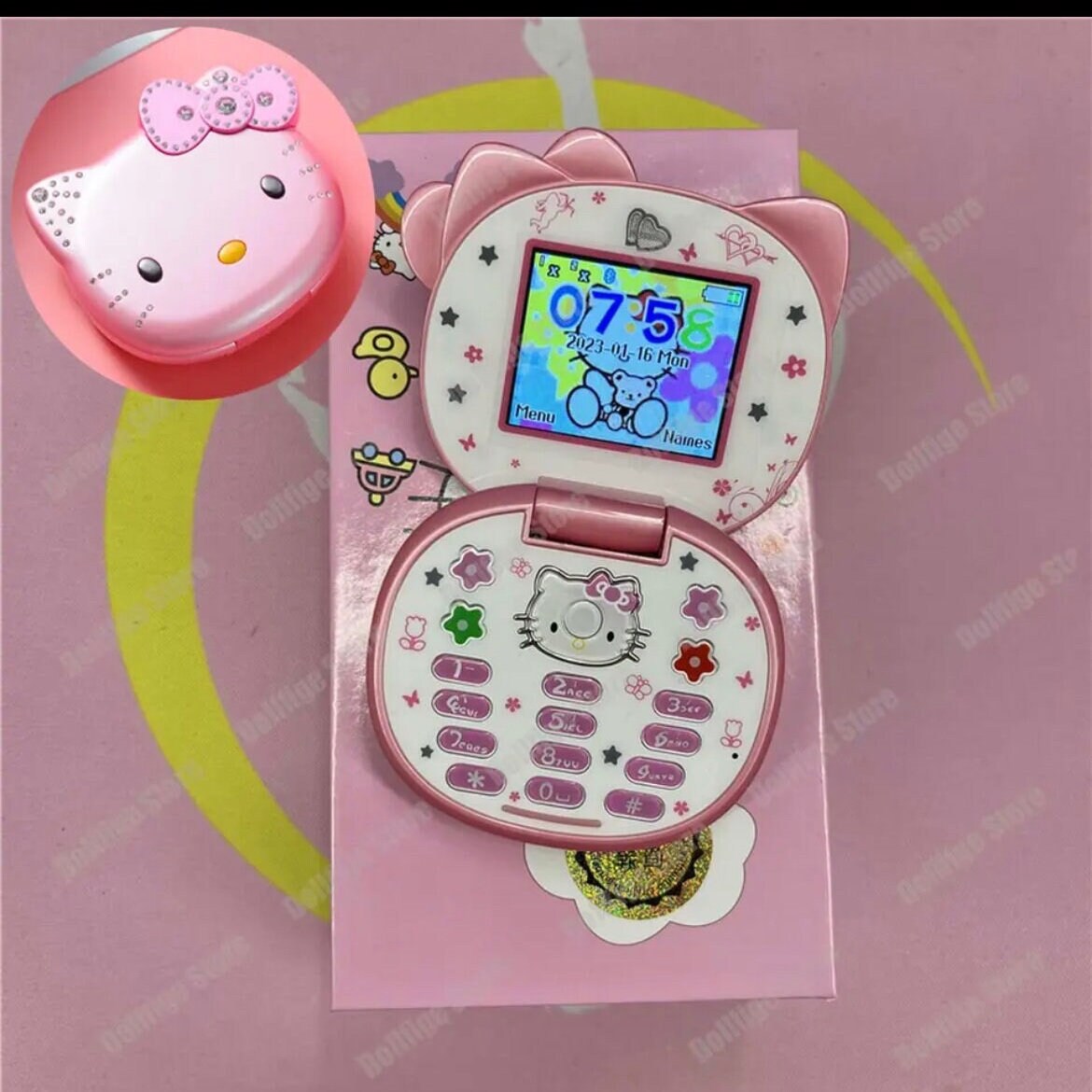 Sanrio Hello Kitty Flip Phone Kawaii K688 Cartoon Kids Taiml Cute Mini ...