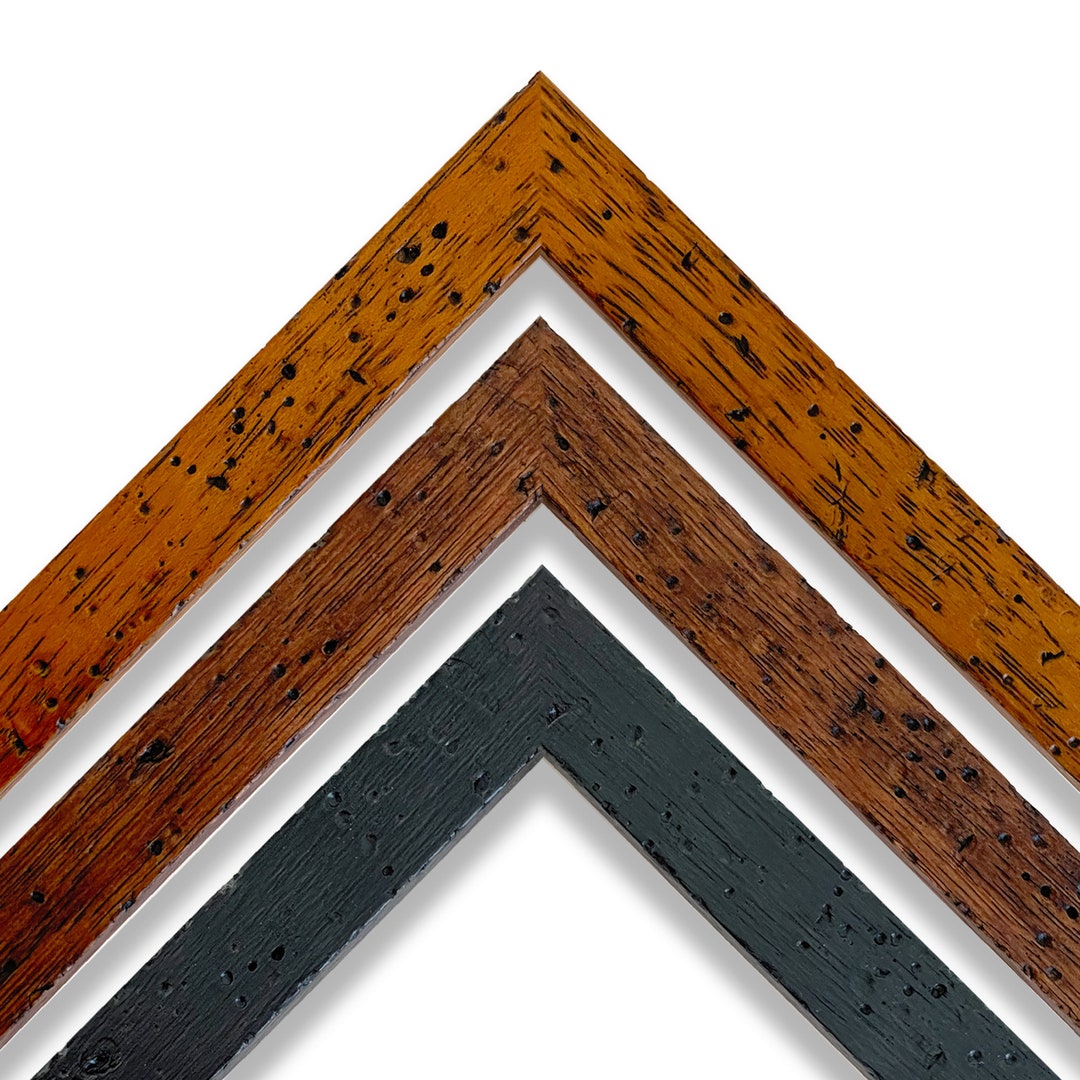 1" Small Distressed Wormwood Wood Picture Frame - CUSTOM SIZES - Pecan ...