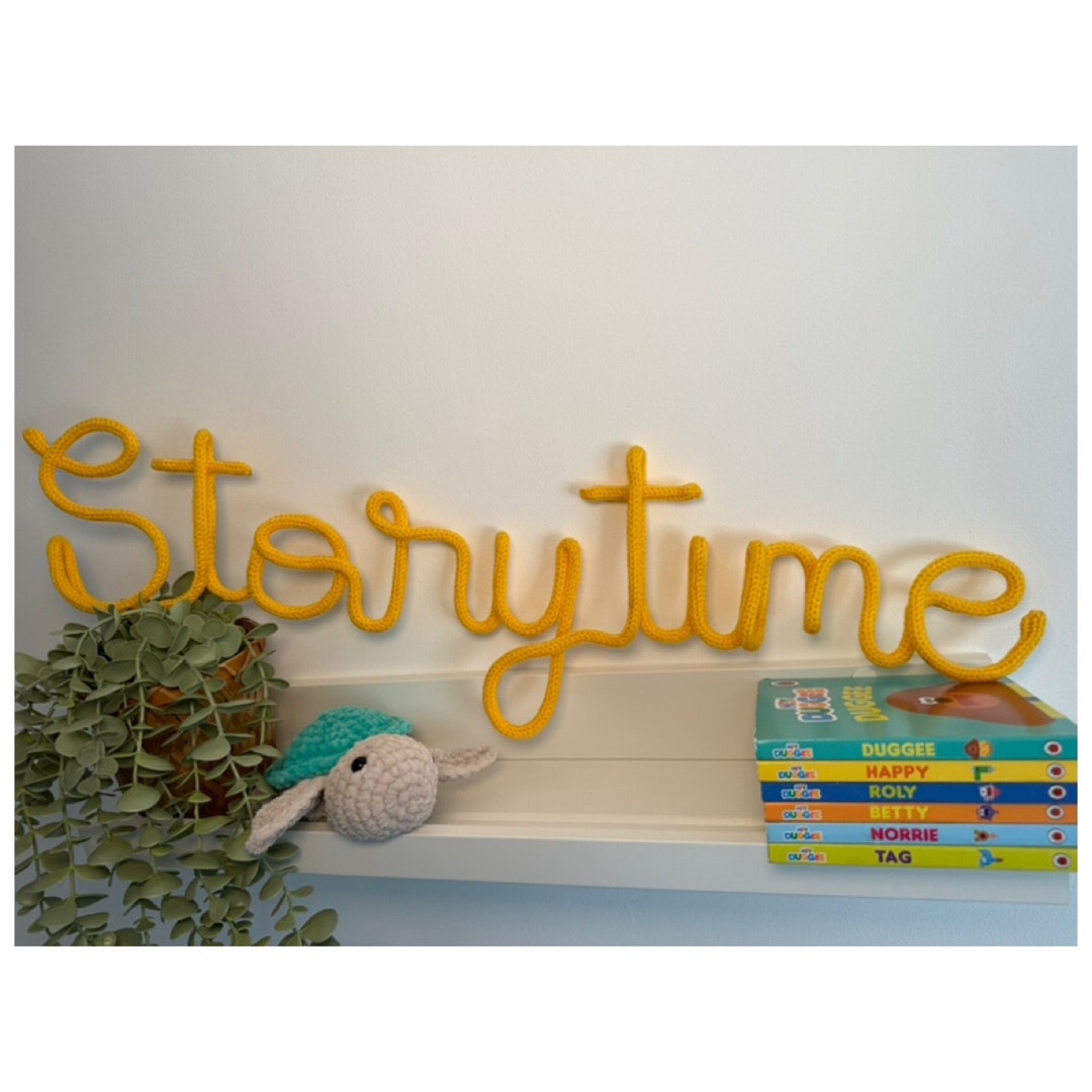 Storytime Reading Corner Knitted Wire Name Sign, Customisable Nursery ...