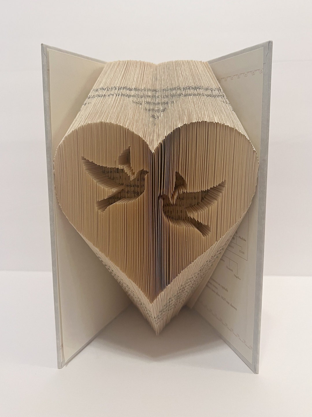Doves in a Heart Folded Book Art / Book Origami - Gift for Couple ...