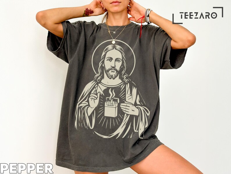 Smoking Jesus Graphic Comfort Colors T-shirt, Novelty Humor Tee - Etsy
