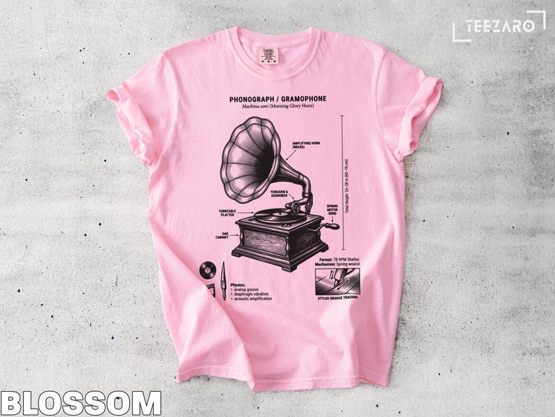 Phonograph T-shirt: Gramophone Design, Vintage Style, Comfort Colors ...