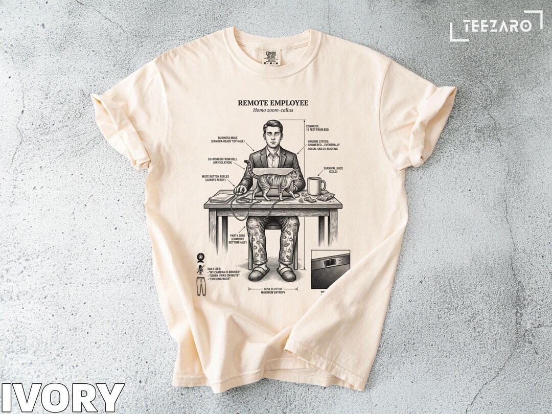 Remote Employee T-shirt: Funny Work From Home, Cat, Humor, Comfort ...