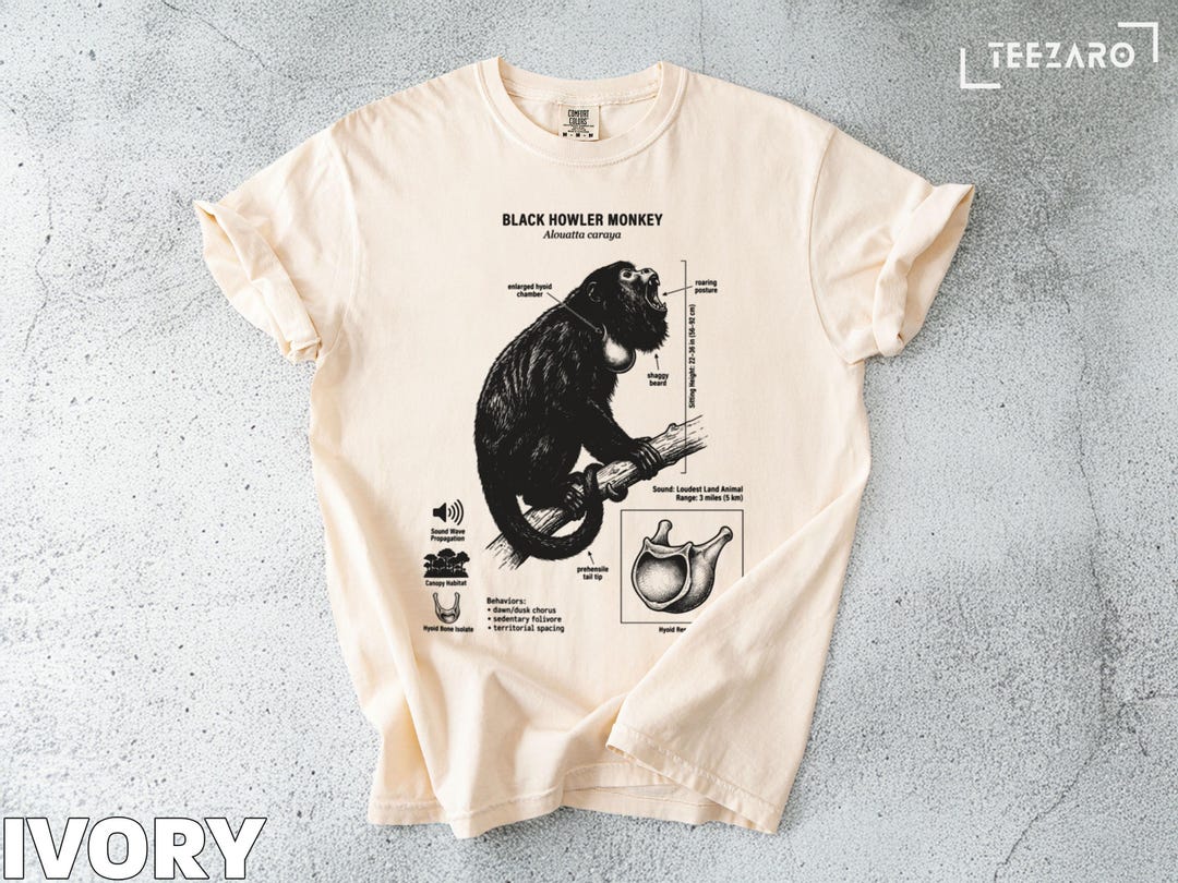 Howler Monkey T-shirt: Loudest Animal, Detailed Anatomy, Primate ...