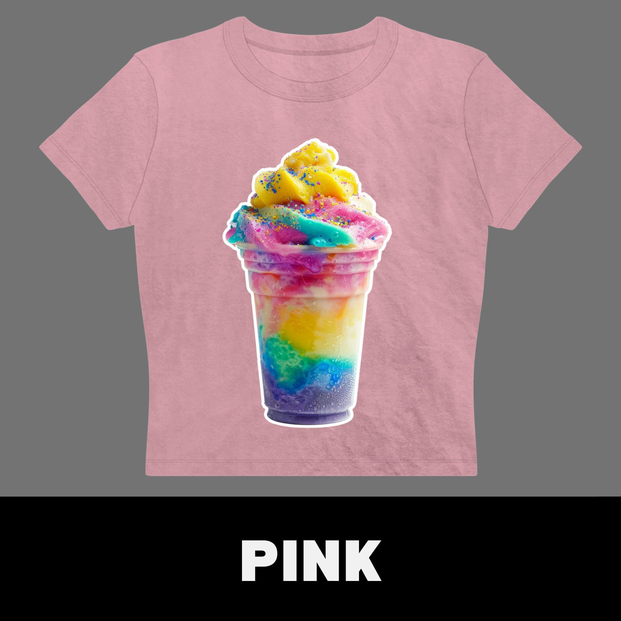 Y2K Cool Rainbow Slushie Tee, Bold Colorful Summer Drink Graphic, Soft Baby T-shirt for Teen ...