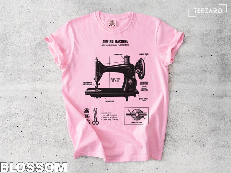 Sewing Machine T-shirt: Vintage Style, Black and White, Comfort Colors ...