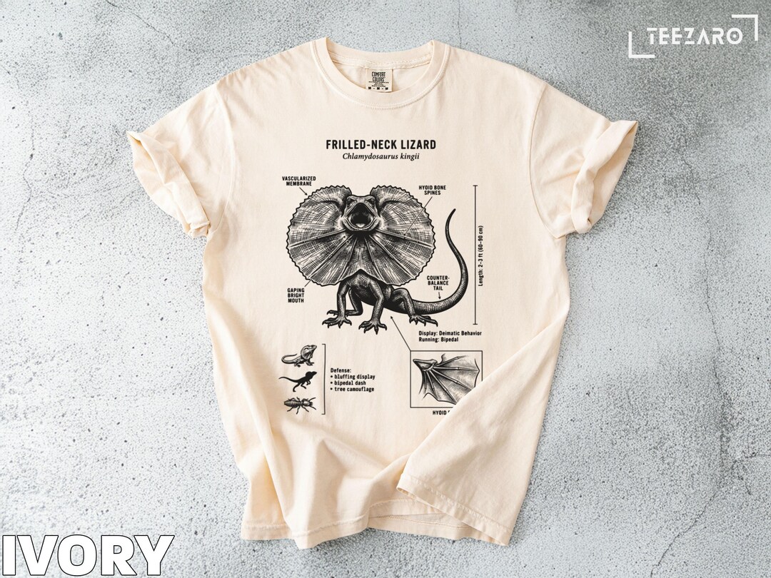 Frilled Neck Lizard T-shirt: Bipedal, Defensive Display, Deimatic ...