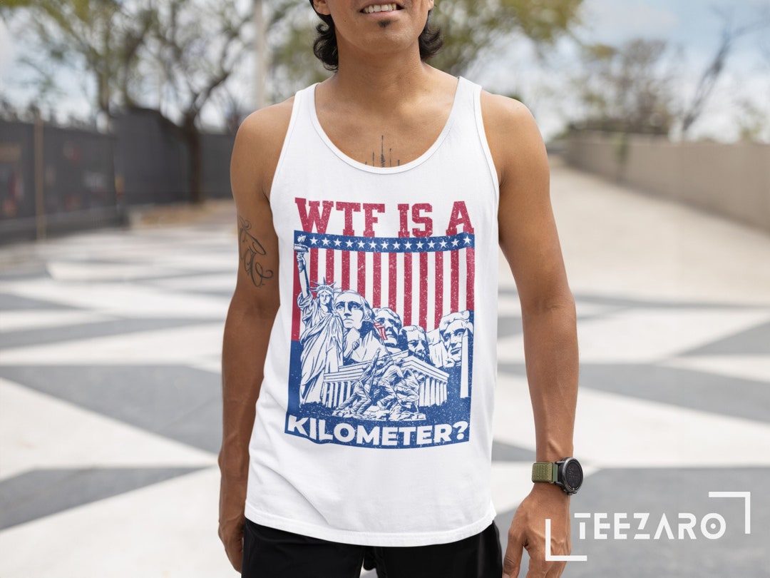 WTF Kilometer Tank Top, Patriotic American Flag Tee - Etsy