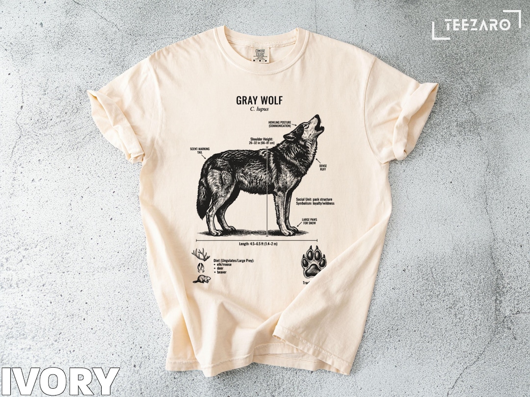 Gray Wolf T-shirt: Detailed Anatomy, Howling, Comfort Colors Tee - Etsy