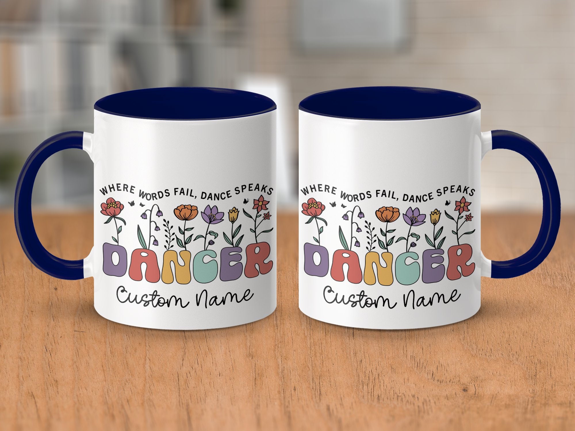 Personalized Dancer Mug, Custom Name Floral Dance Quote, Ballet Dancer ...