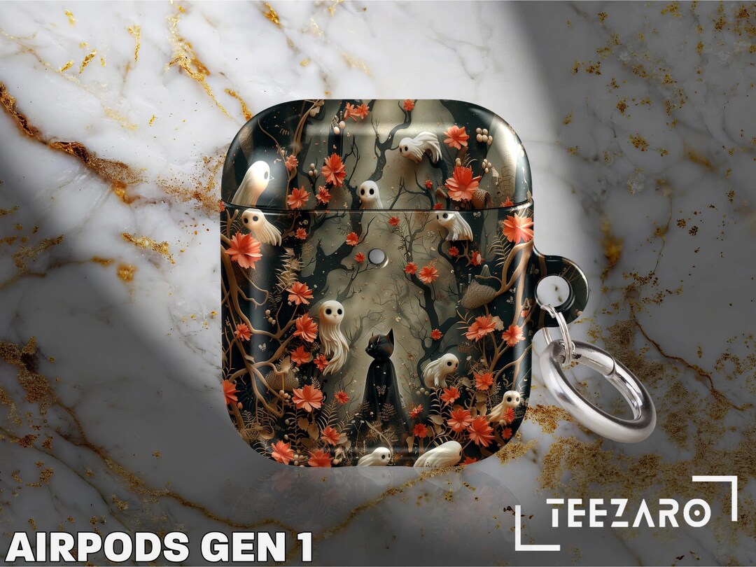 Cute Ghosts Black Cat Airpods Gen 1 2 3 Pro Case, Halloween Floral ...