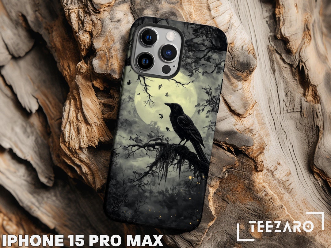 Raven Moonlight Phone Case: Gothic Crow iPhone Galaxy Pixel Cover - Etsy