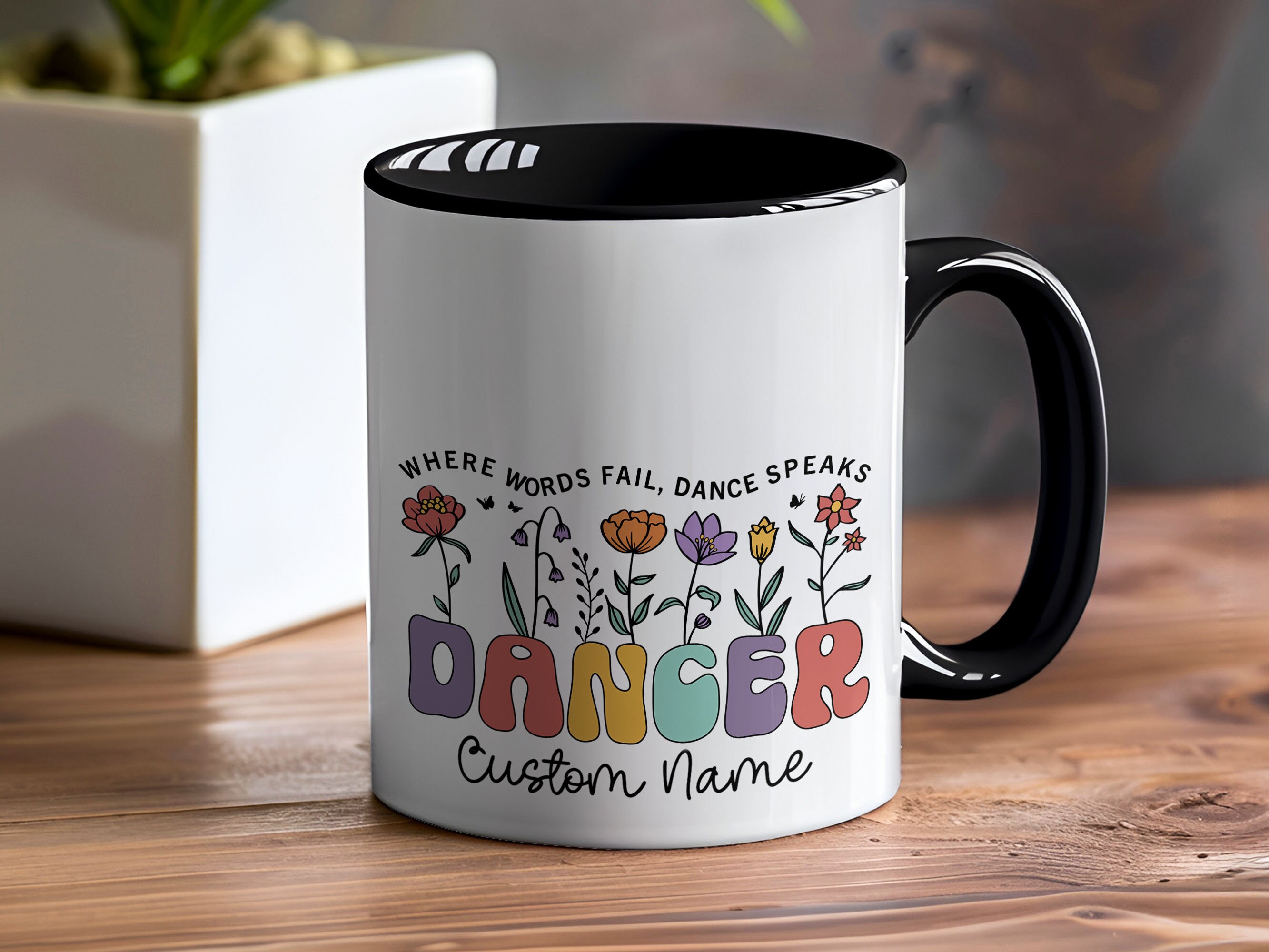 Personalized Dancer Mug, Custom Name Floral Dance Quote, Ballet Dancer ...