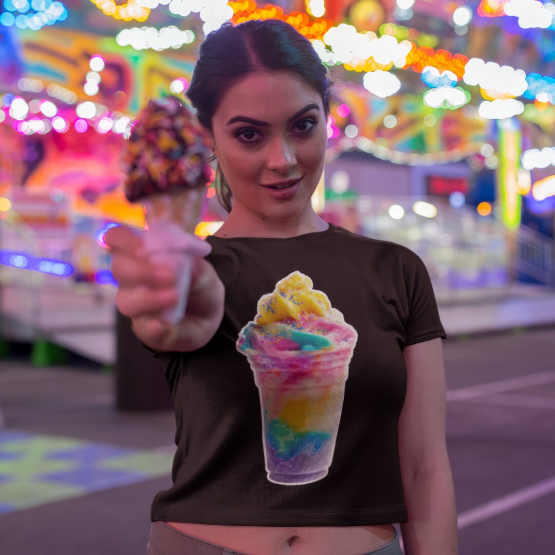 Y2K Cool Rainbow Slushie Tee, Bold Colorful Summer Drink Graphic, Soft ...