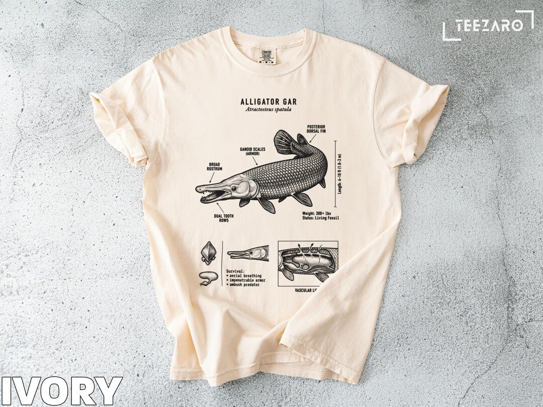Alligator Gar T-shirt: Living Fossil, Scientific Illustration, Detailed ...
