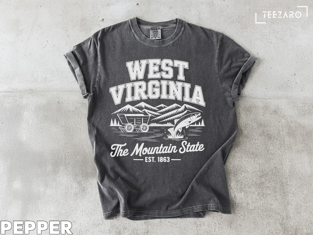 West Virginia Mountain State T-shirt: Vintage Fishing Tee - Etsy