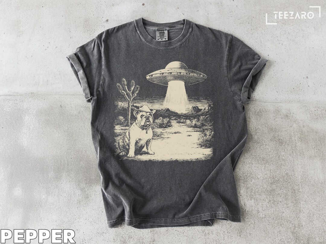 Cowboy Bulldog Alien Abduction T-shirt: Funny UFO Dog Lover Gift - Etsy