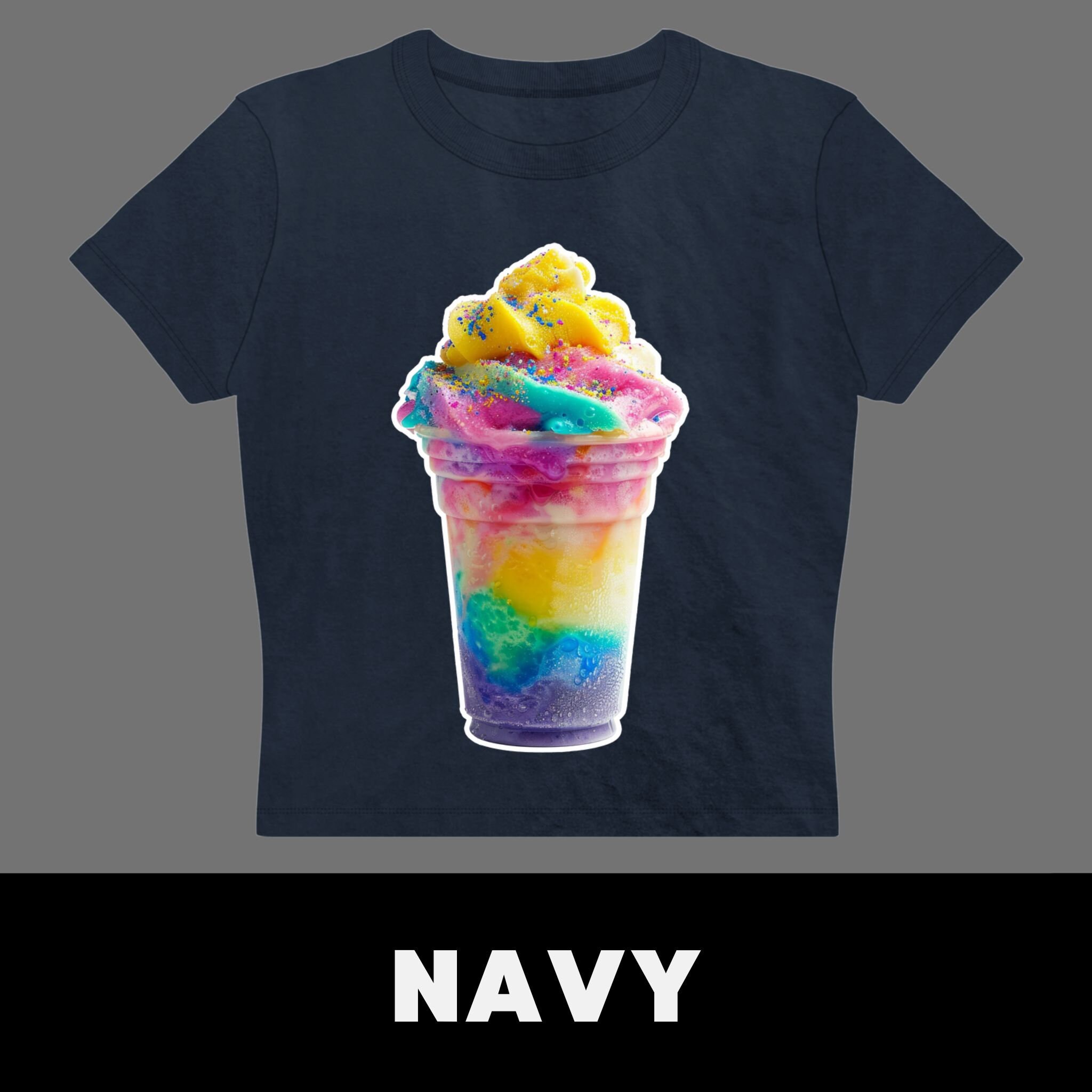 Y2K Cool Rainbow Slushie Tee, Bold Colorful Summer Drink Graphic, Soft Baby T-shirt for Teen ...