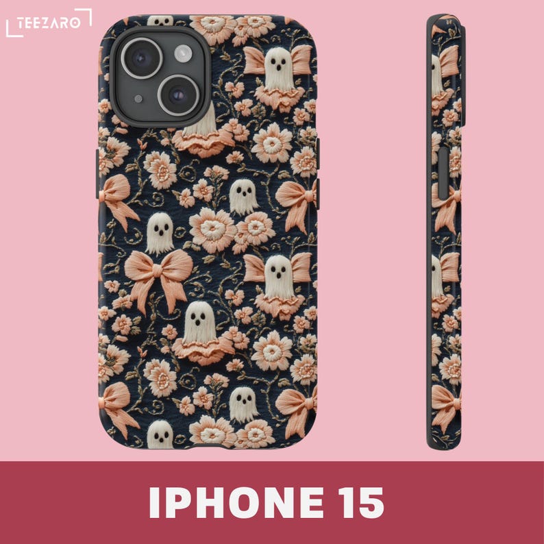 Ghost iPhone Case, Pink Floral Bow, Halloween - Etsy