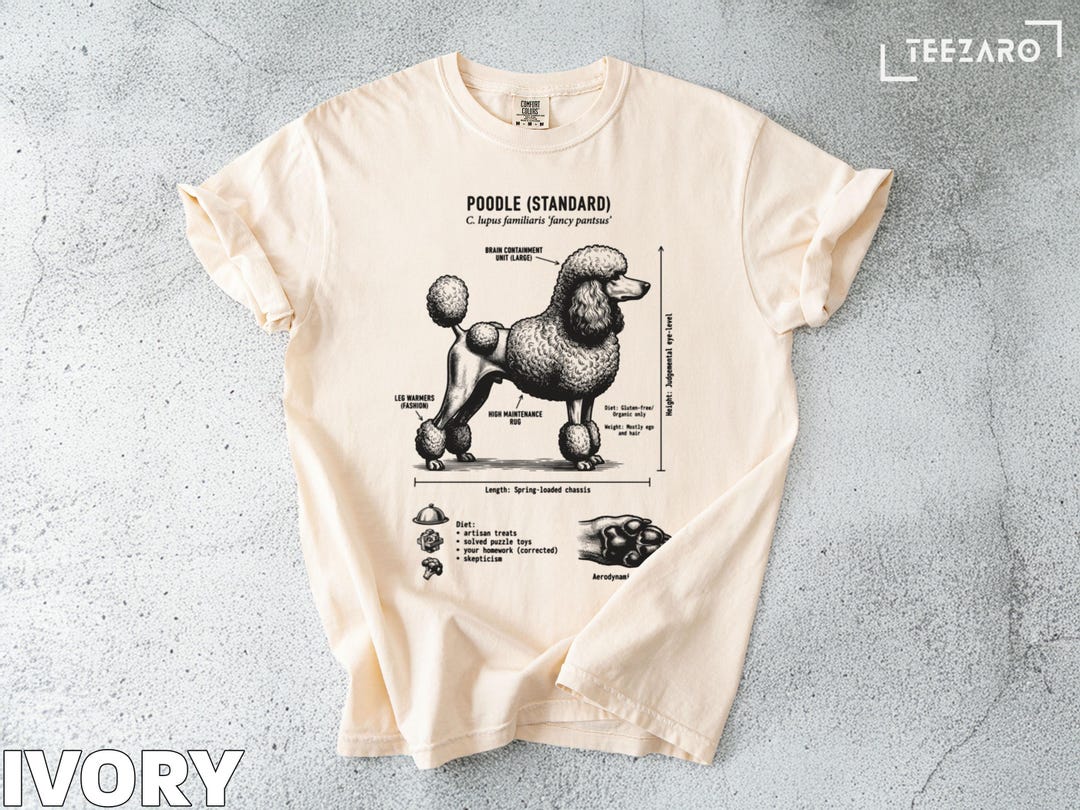 Standard Poodle T-shirt: Anatomical Design, Comfort Colors Shirt, Dog ...