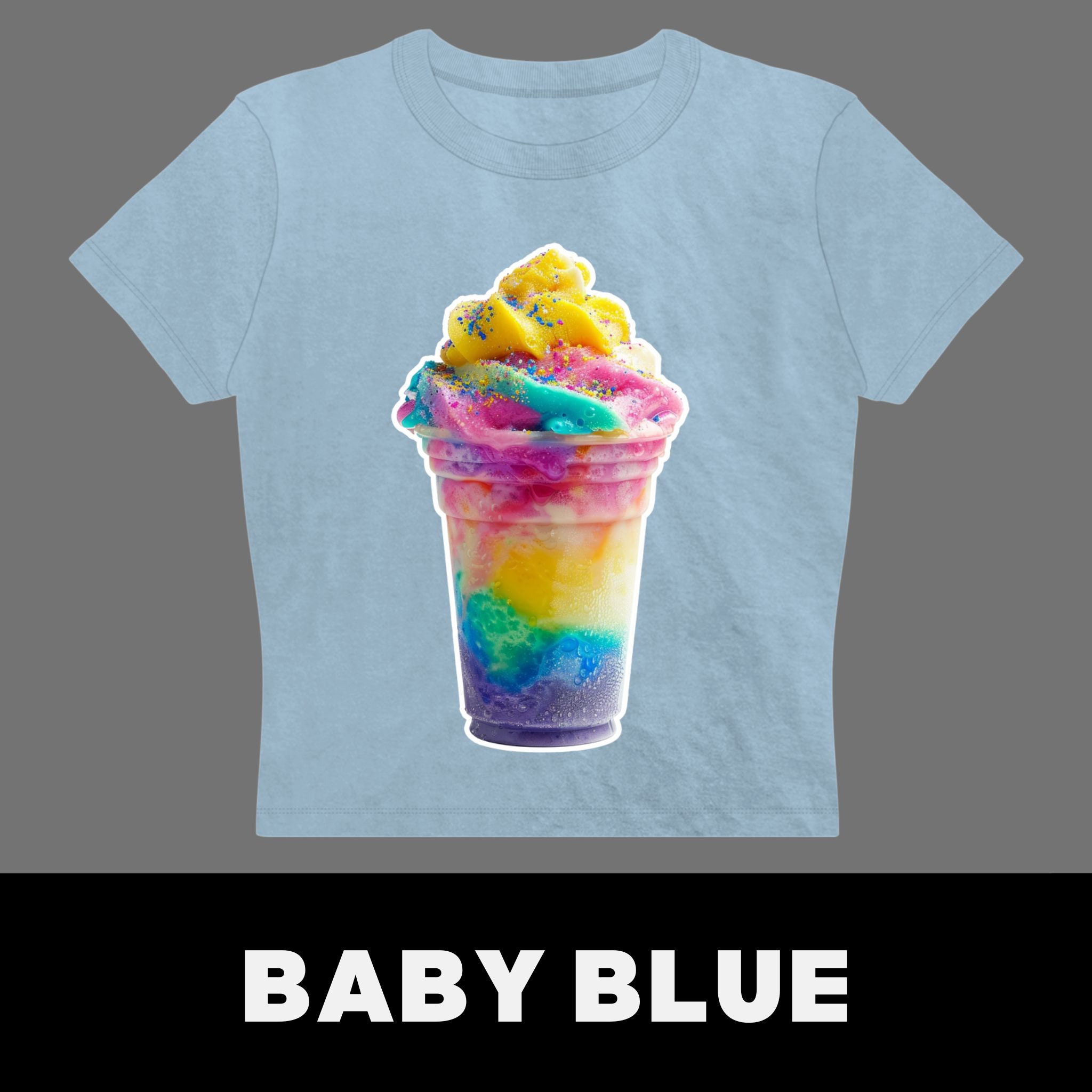 Y2K Cool Rainbow Slushie Tee, Bold Colorful Summer Drink Graphic, Soft Baby T-shirt for Teen ...