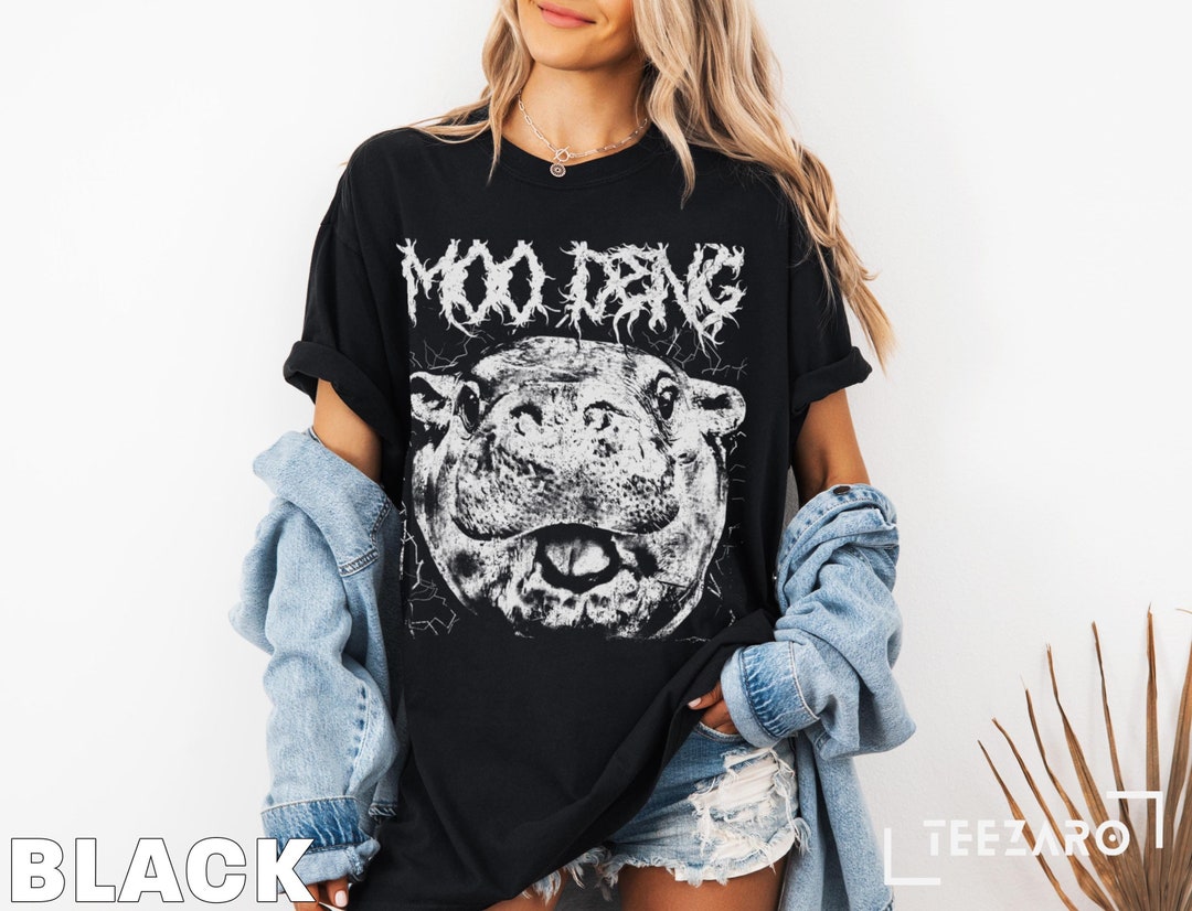 Moo Deng Metal Meme T-shirt, Viral Internet Animal Tee, Funny Pygmy ...