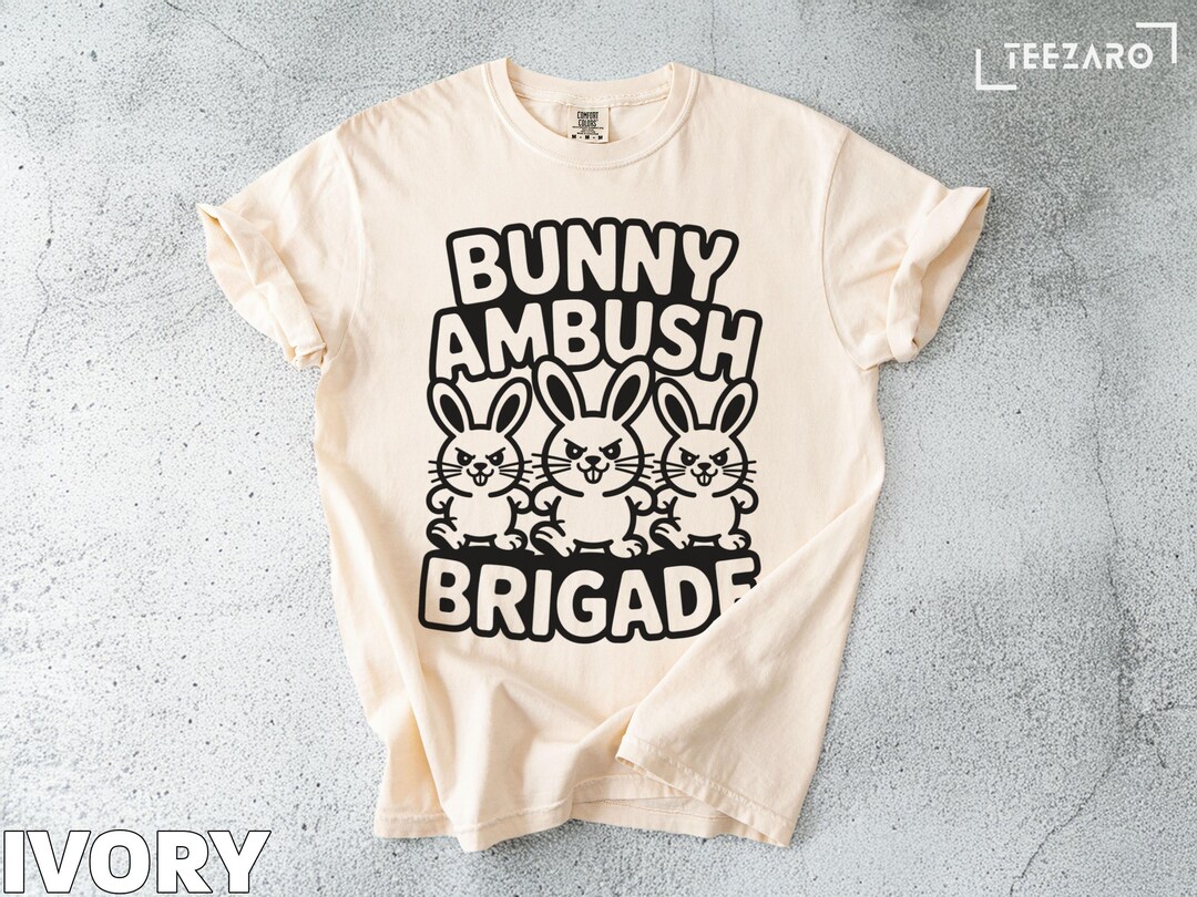 Bunny T-shirt: Ambush Brigade, Funny Rabbits, Graphic Tee - Etsy