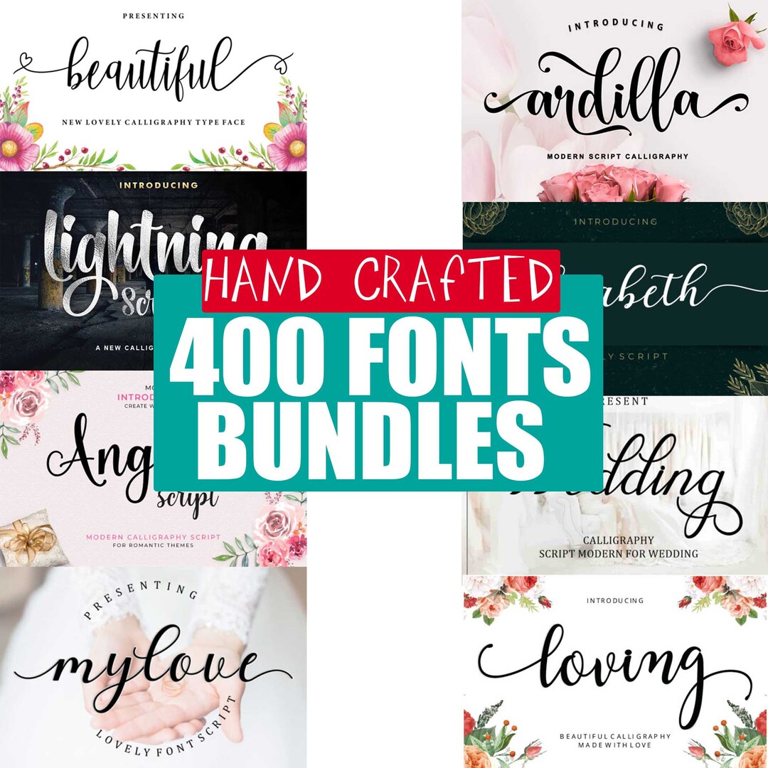 400 Handwritten Font, Handlettered Font Bundle Font Bundle, Handwritten ...