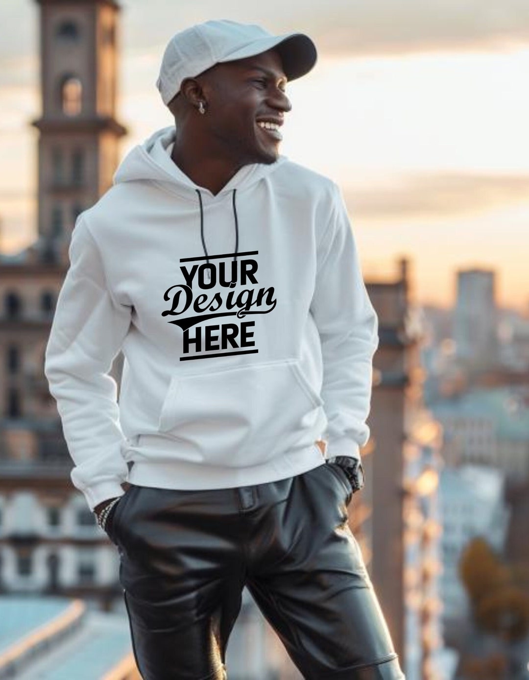 White Hoodie Models Black Male Model Lifestyle Mockup Man Mockup Mens ...