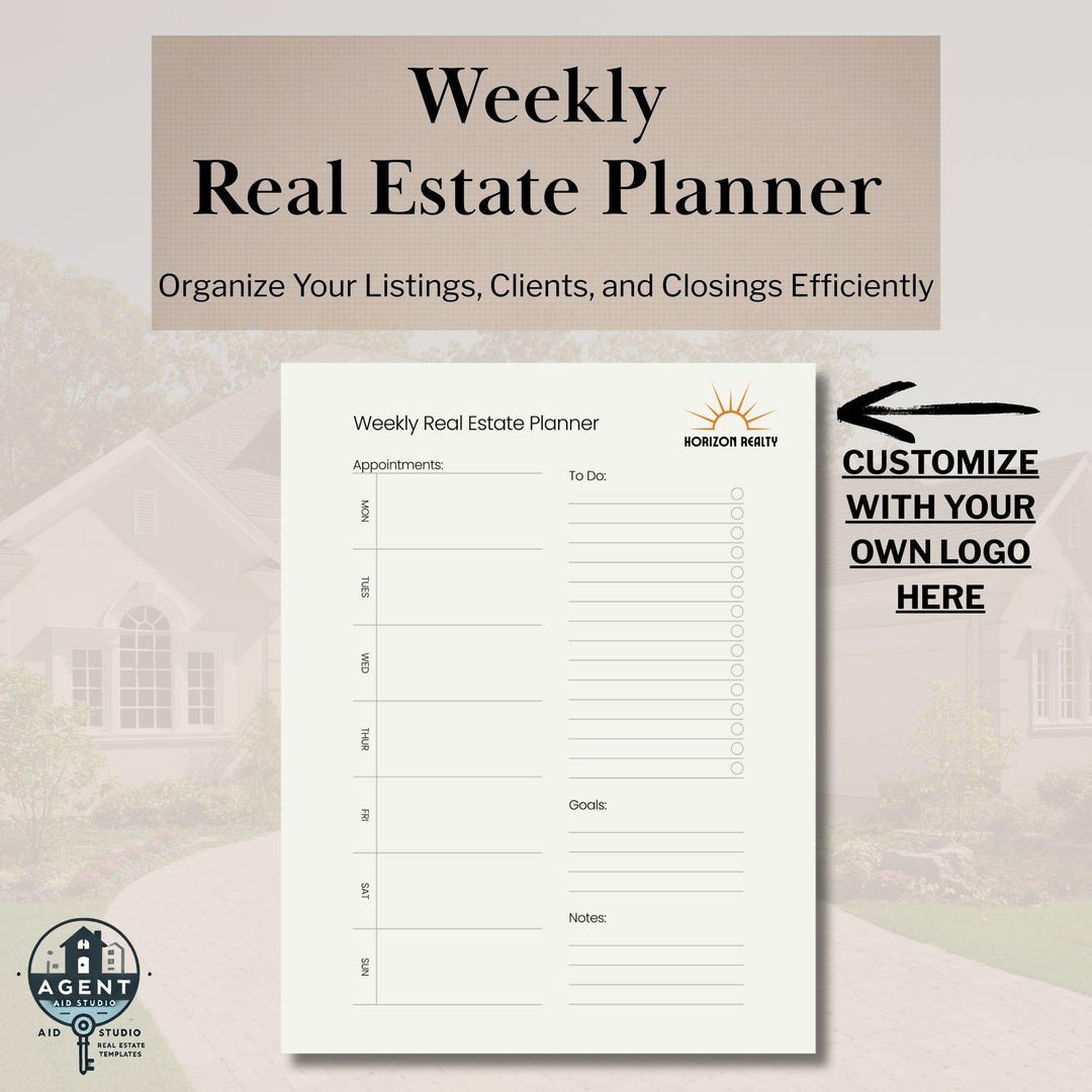 Weekly Real Estate Planner Canva Template | Realtor Organizer | Real ...