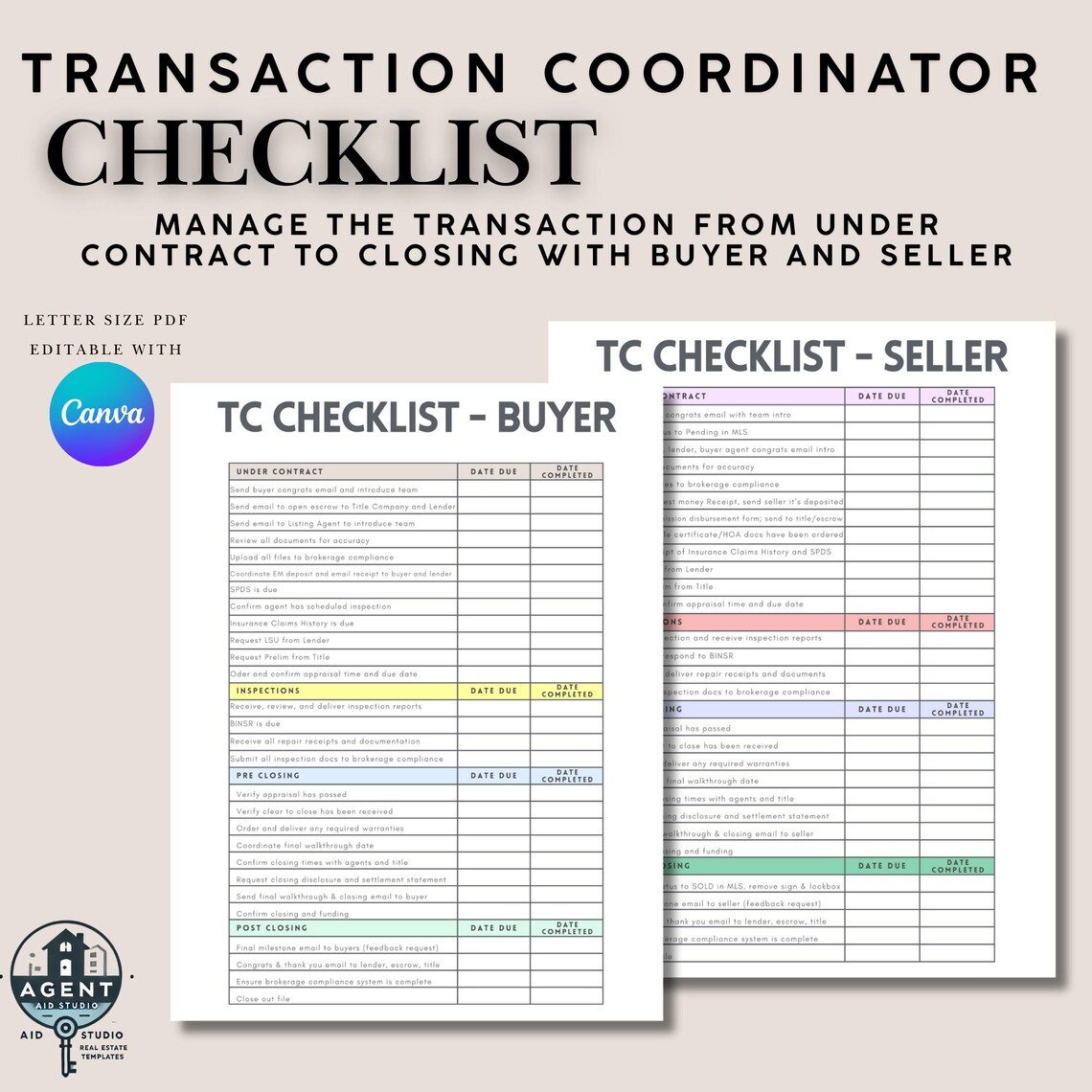 Real Estate Transaction Checklist Template | Buyers & Sellers ...