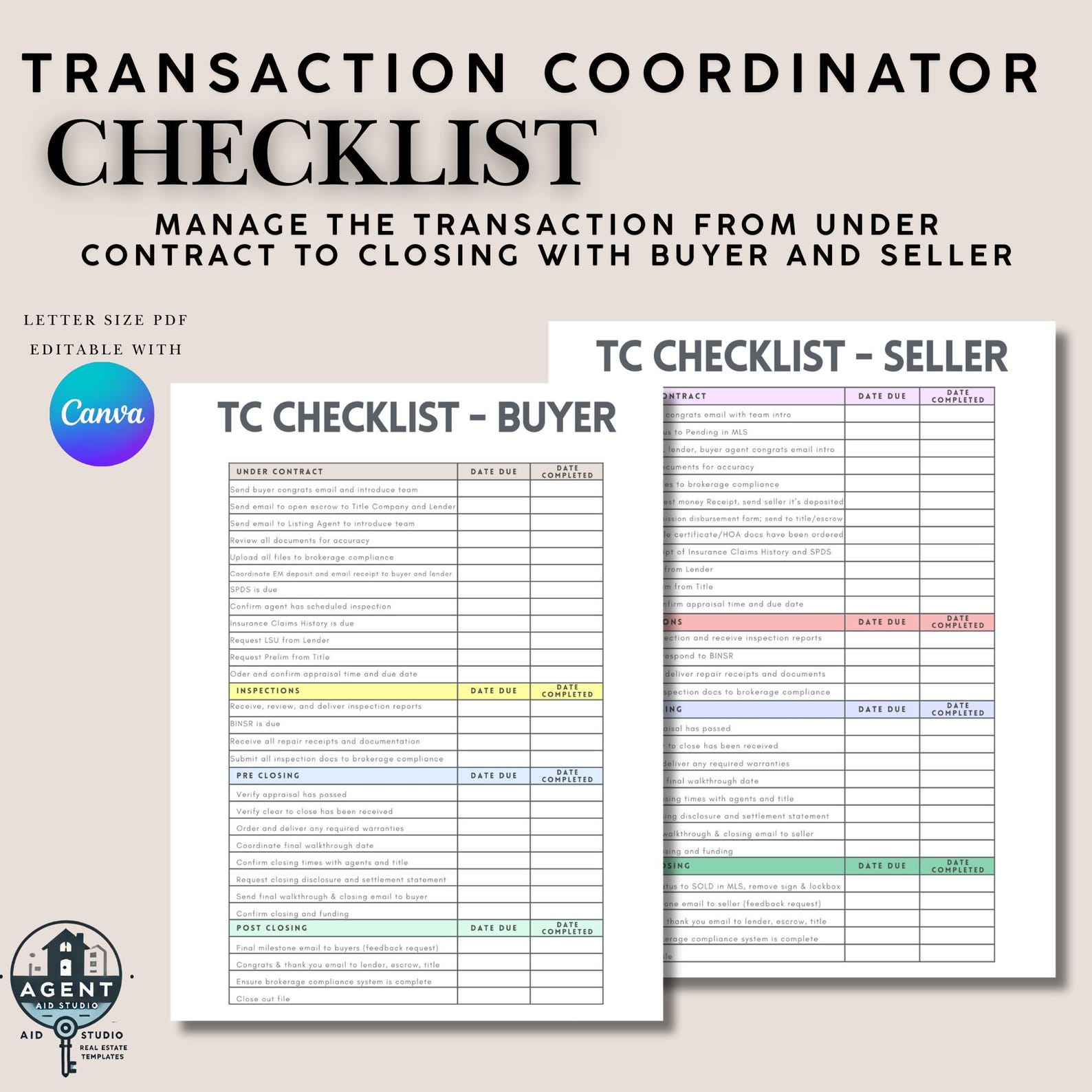 Real Estate Transaction Checklist Template | Buyers & Sellers ...