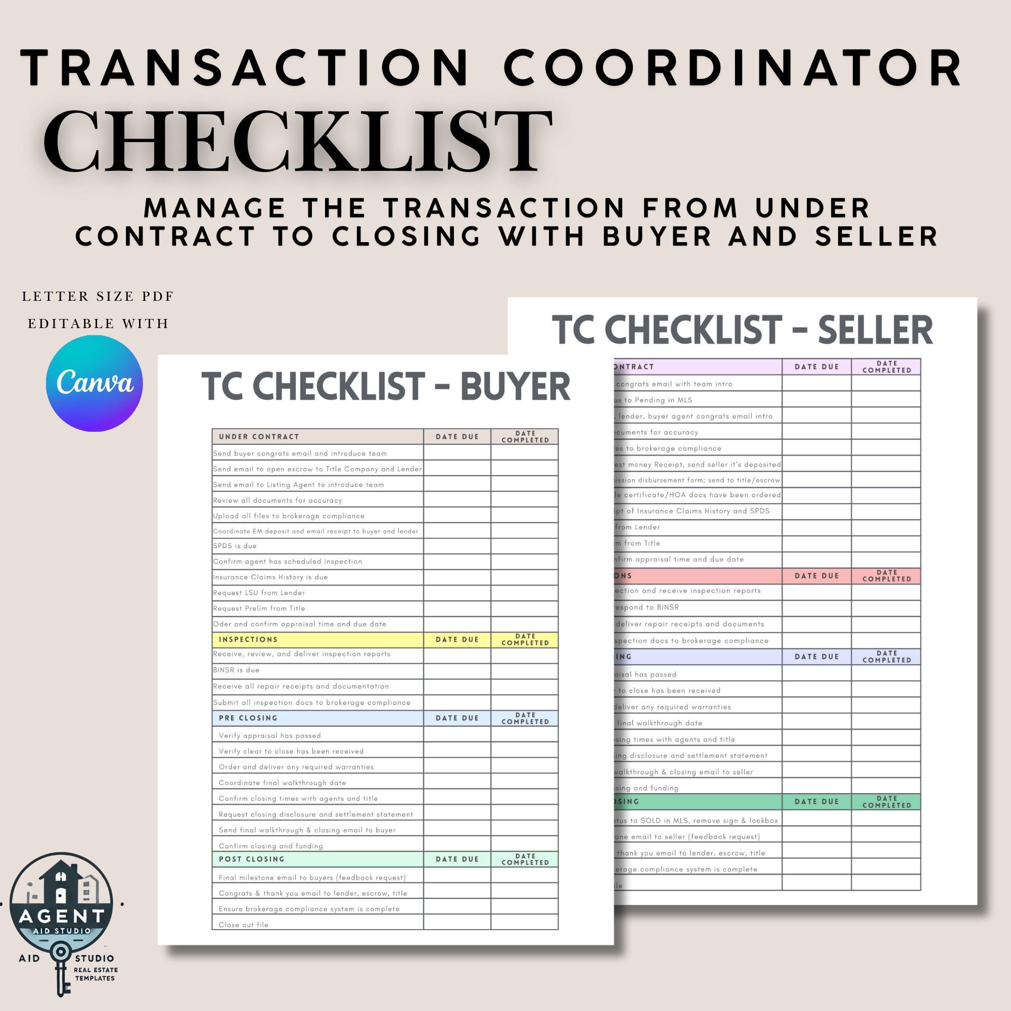 Real Estate Transaction Checklist Template | Buyers & Sellers ...