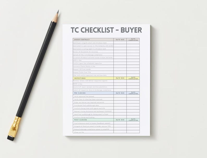 Real Estate Transaction Checklist Template | Buyers & Sellers ...
