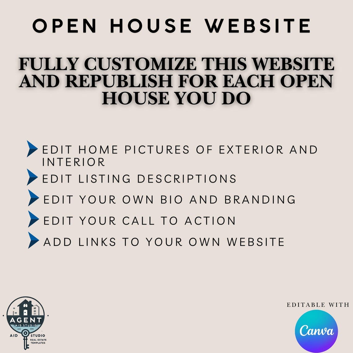 Editable Open House Website Template | Canva Real Estate Website ...